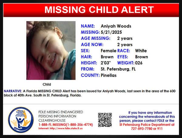 Florida Missing Child Alert: 2-Year-Old Aniyah Woods Last Seen In St ...