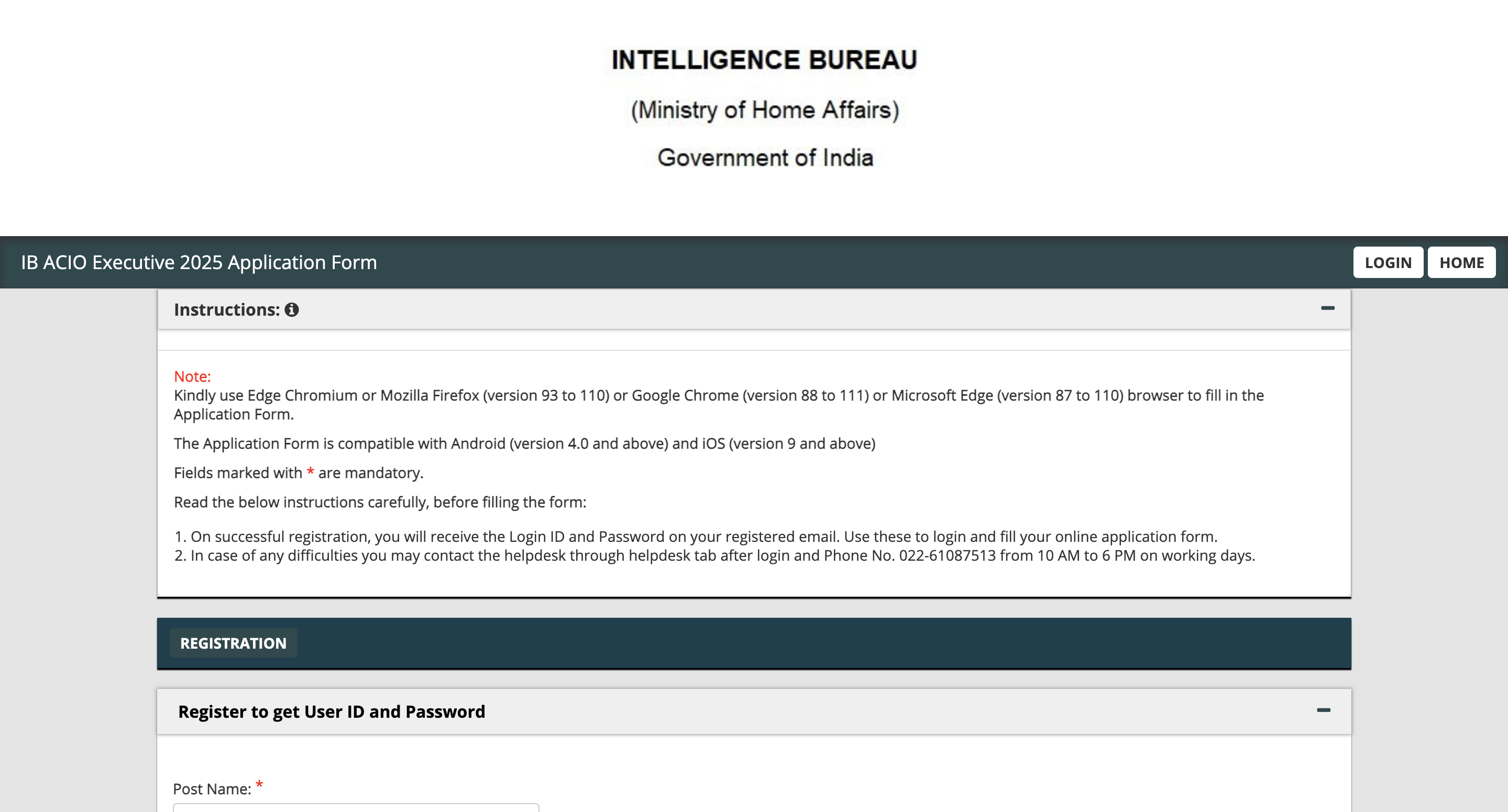 IB ACIO registration 2025 for Grade II/Executive posts begins at mha ...