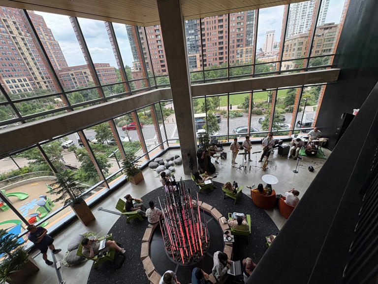 Amazon Employees Perform Jazz At Tech Giant's HQ2 Campus In Arlington