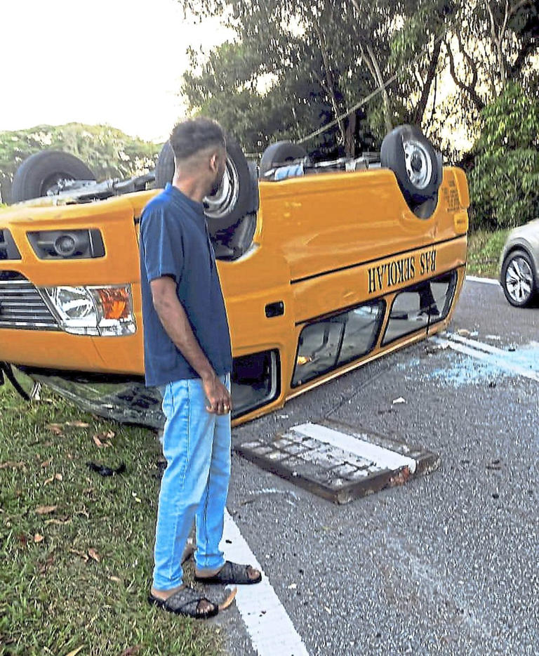 School van crash sends mum racing home
