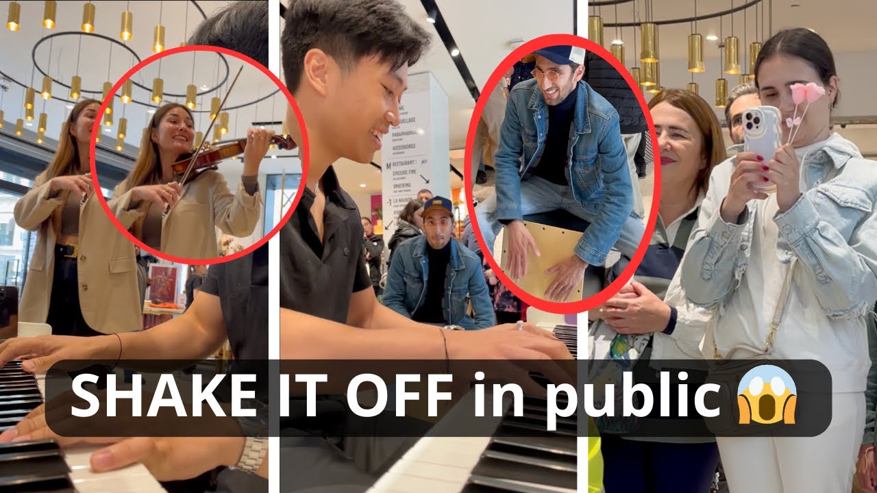 Live Performance of 'Shake It Off' by 3 Musicians in a Supermarket