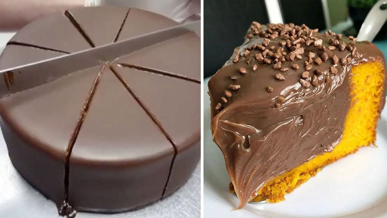 Smooth Chocolate Cake Slicing and Frosted Cake Slice | Satisfying Cake ...