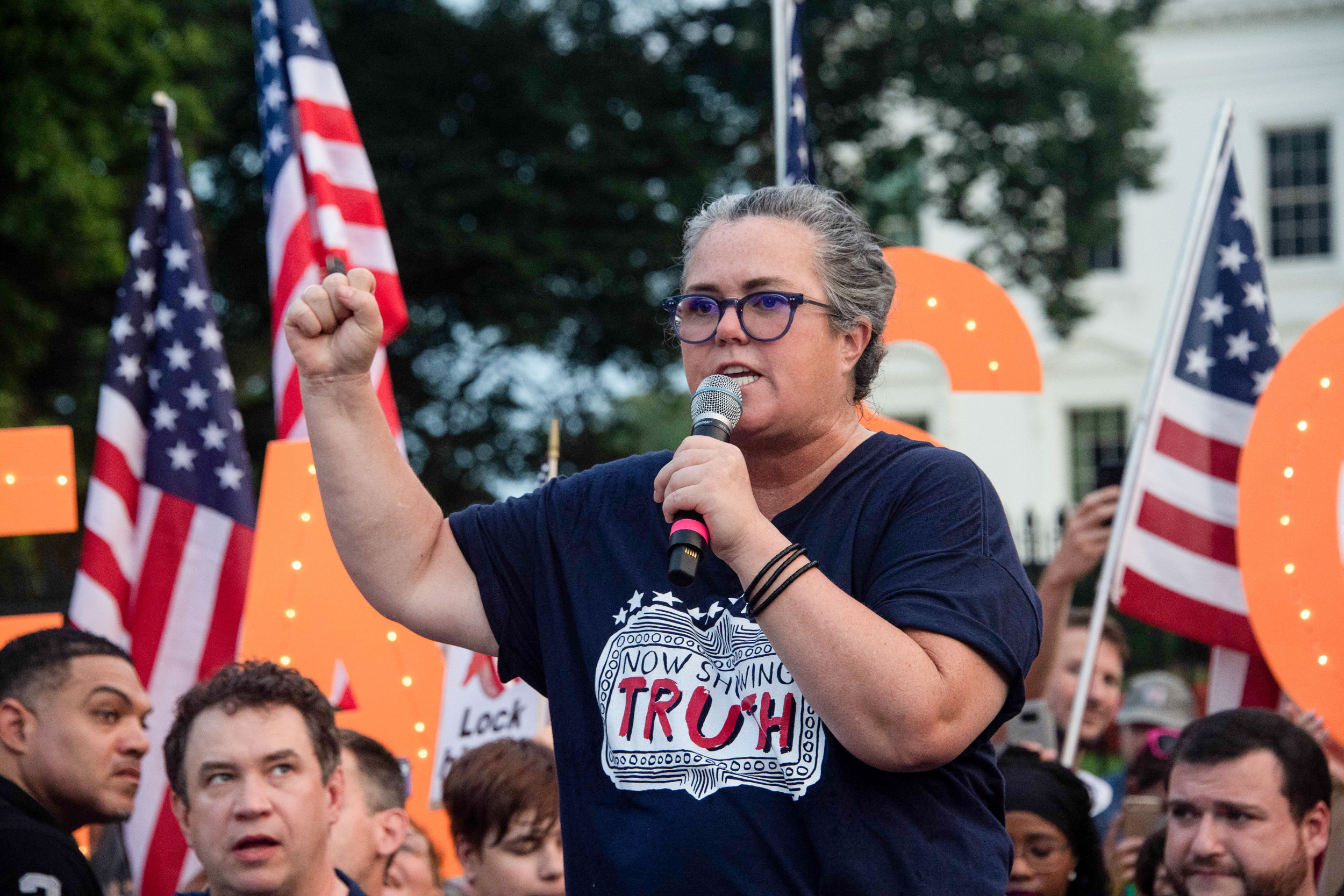 Rosie O'Donnell blasts Trump over Colbert show cancellation