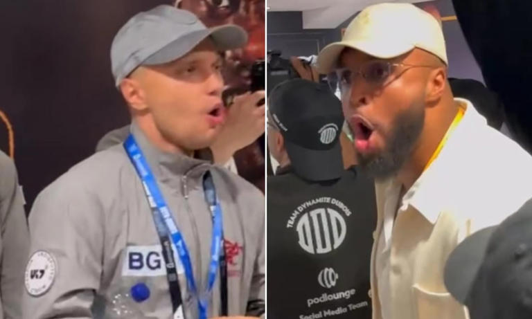 Daniel Dubois and Oleksandr Usyk's camps CLASH in tunnel before ...