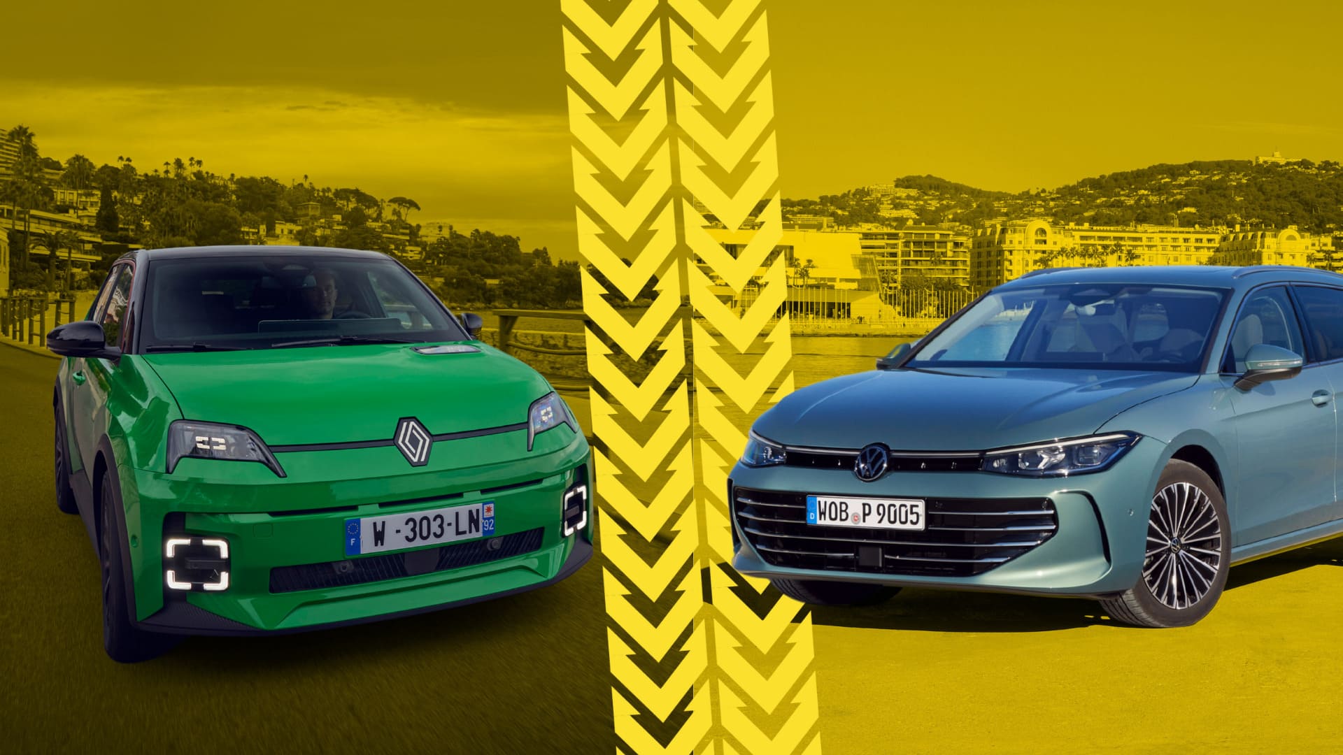Renault 5 E-Tech vs VW Passat B9, encanto rebelde vs calma corporativa