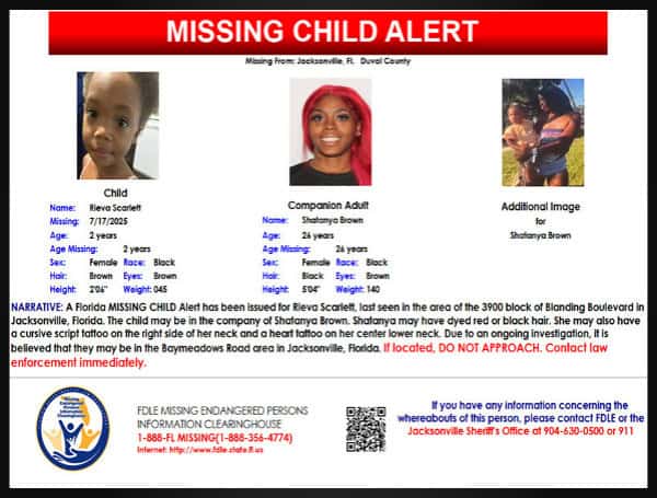 Florida Missing Child Alert Canceled For 2-Year-Old Rieva Scarlett ...