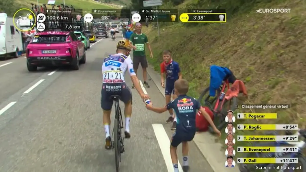 🎥 Einde oefening voor Evenepoel, die al heel vroeg lost op de Tourmalet ...