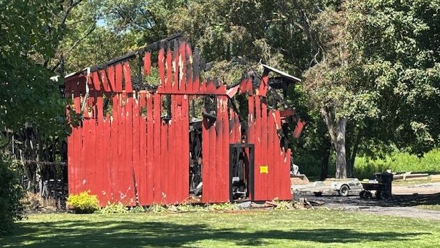 Barn completely destroyed after early morning fire in Suffield