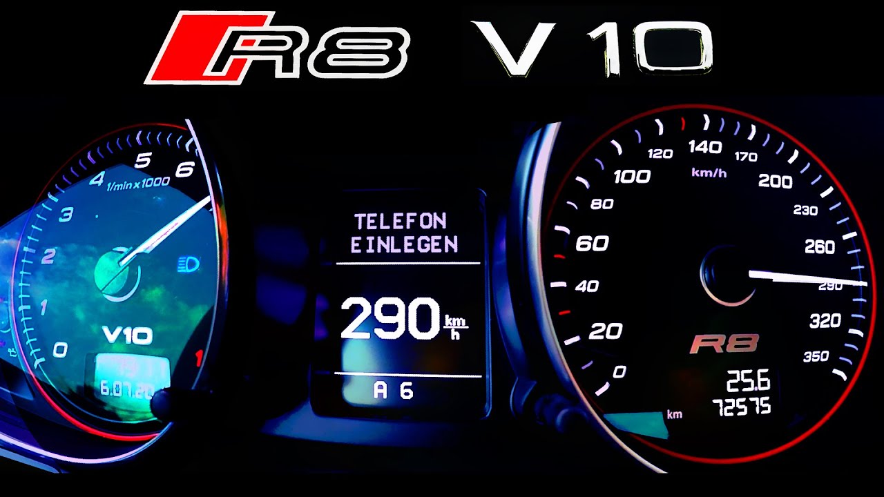Audi R8 V10 – Razendsnelle Acceleratie van 0–295 km/u | Dashboard Autobahn Rit & Motorgeluid