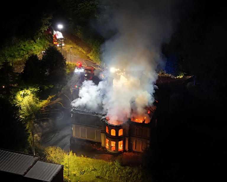 WATCH: Dramatic drone footage captures devastating fire as arson attack ...