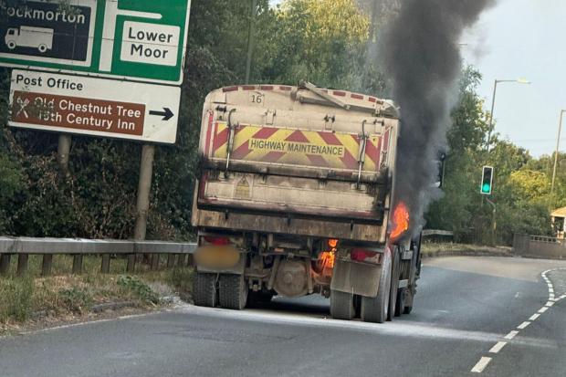 Firefighters tackle lorry blaze after 15 tonnes of tarmac catch fire
