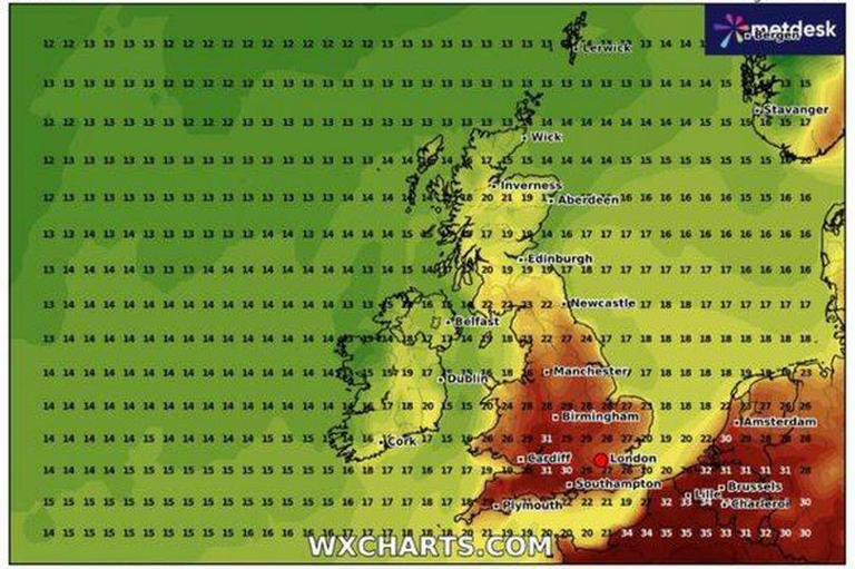 The 12 cities turning volcanic red on weather maps as 31C Iberian plume ...
