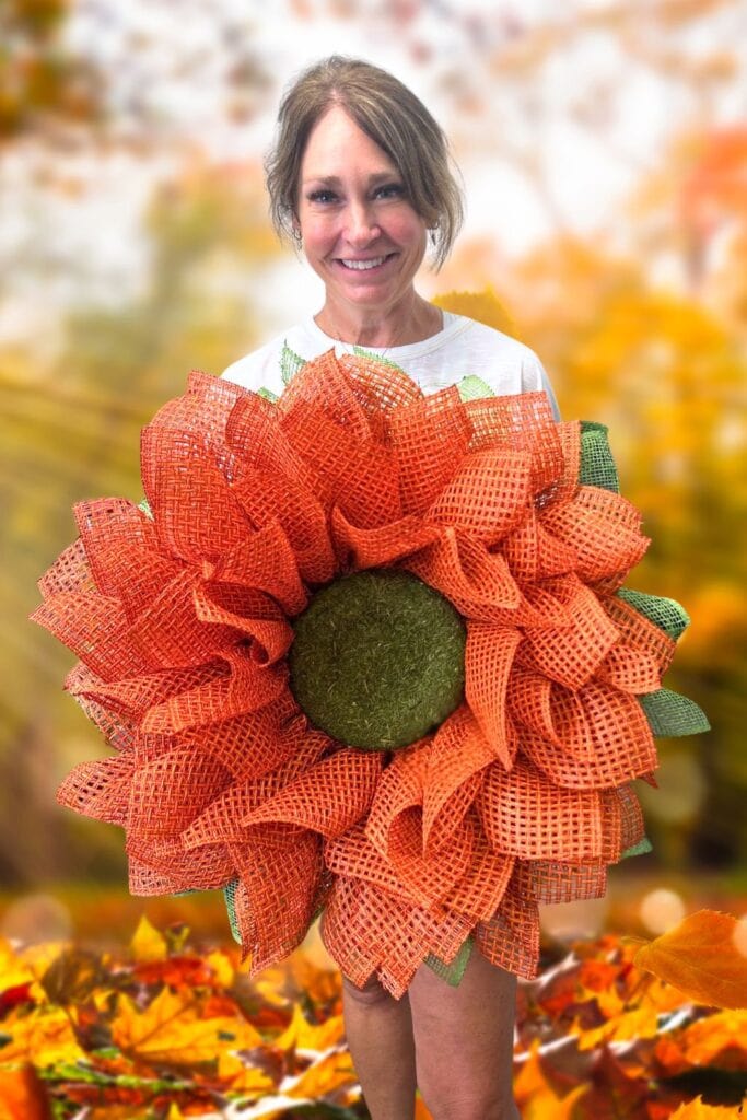 Fall Flower Wreath with Textured Mesh – An Easy DIY