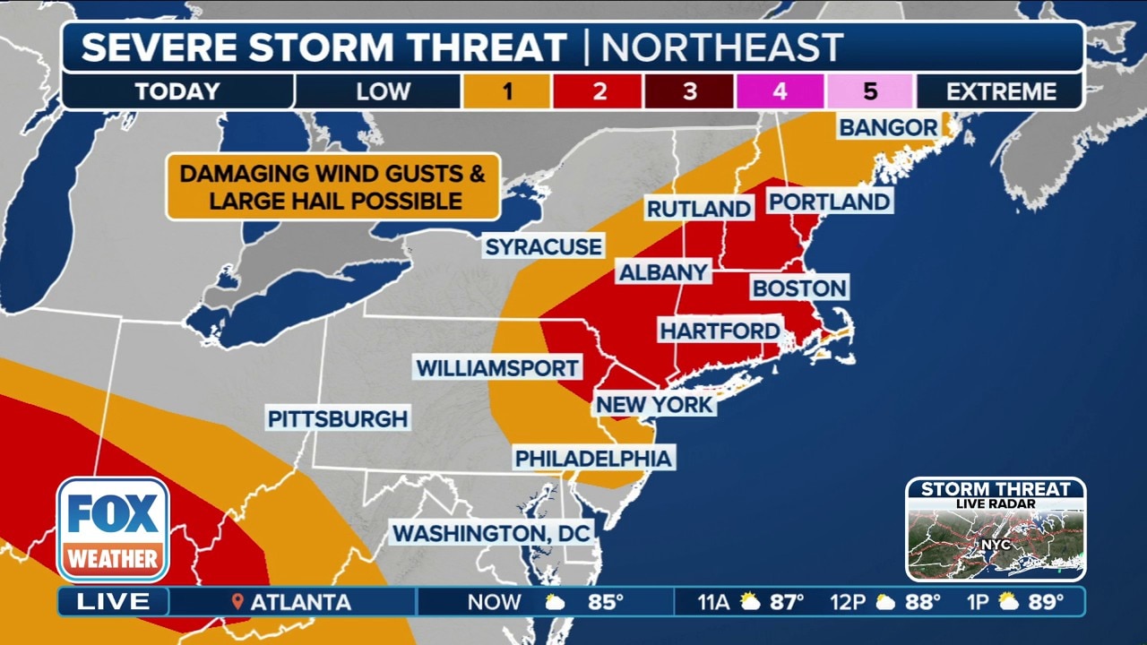 Widespread severe storm threat from Northeast to Midwest closes out weekend