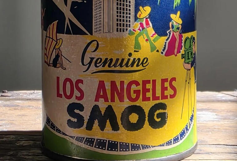 Don’t like fresh LA smog? A can of vintage stuff from the 1950s is for sale