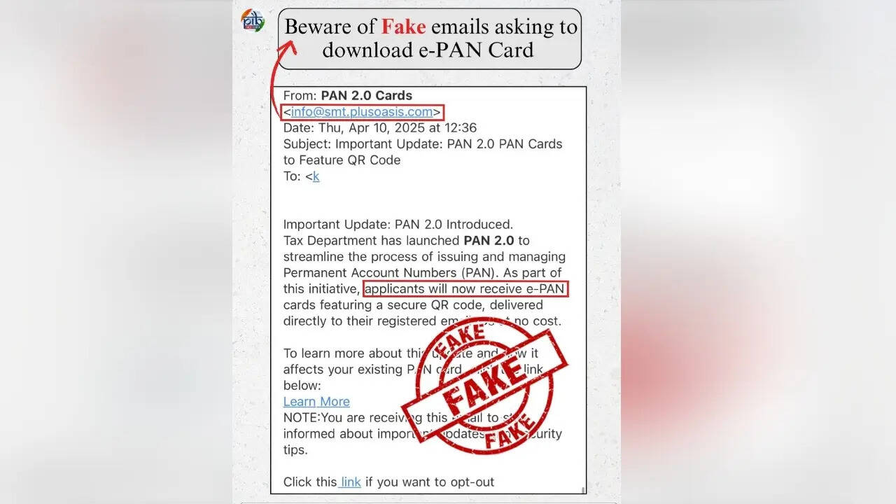 Fake Alert: That 'PAN 2.0' Email Is a Scam - Govt Issues Urgent Warning ...