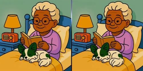 Spot the 3 Differences in Old Lady Reading A Book Beat the 27-Second ...