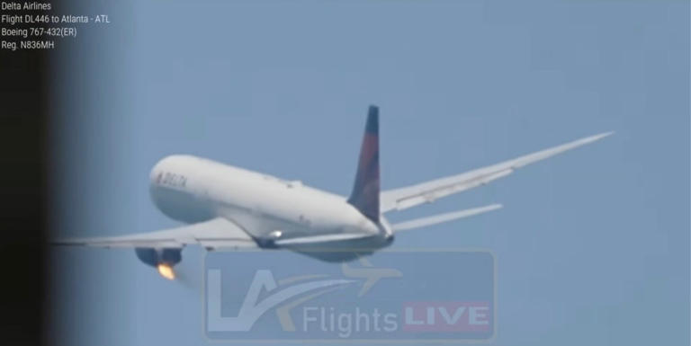 Delta Boeing 767 engine bursts into flames after takeoff from LAX ...