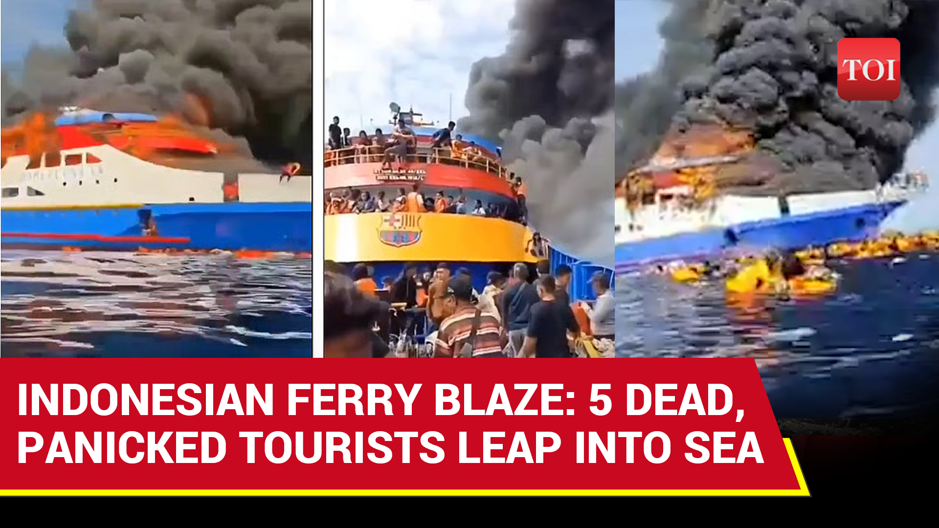 Fireball, Thick Smoke Engulfs Indonesian Ferry As Passengers Jump Into ...