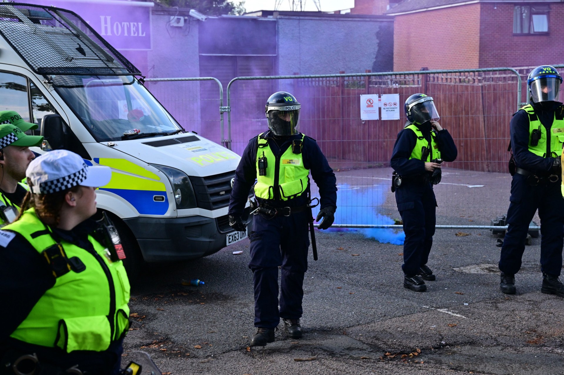 Protesters clash with police at Epping migrant hotel