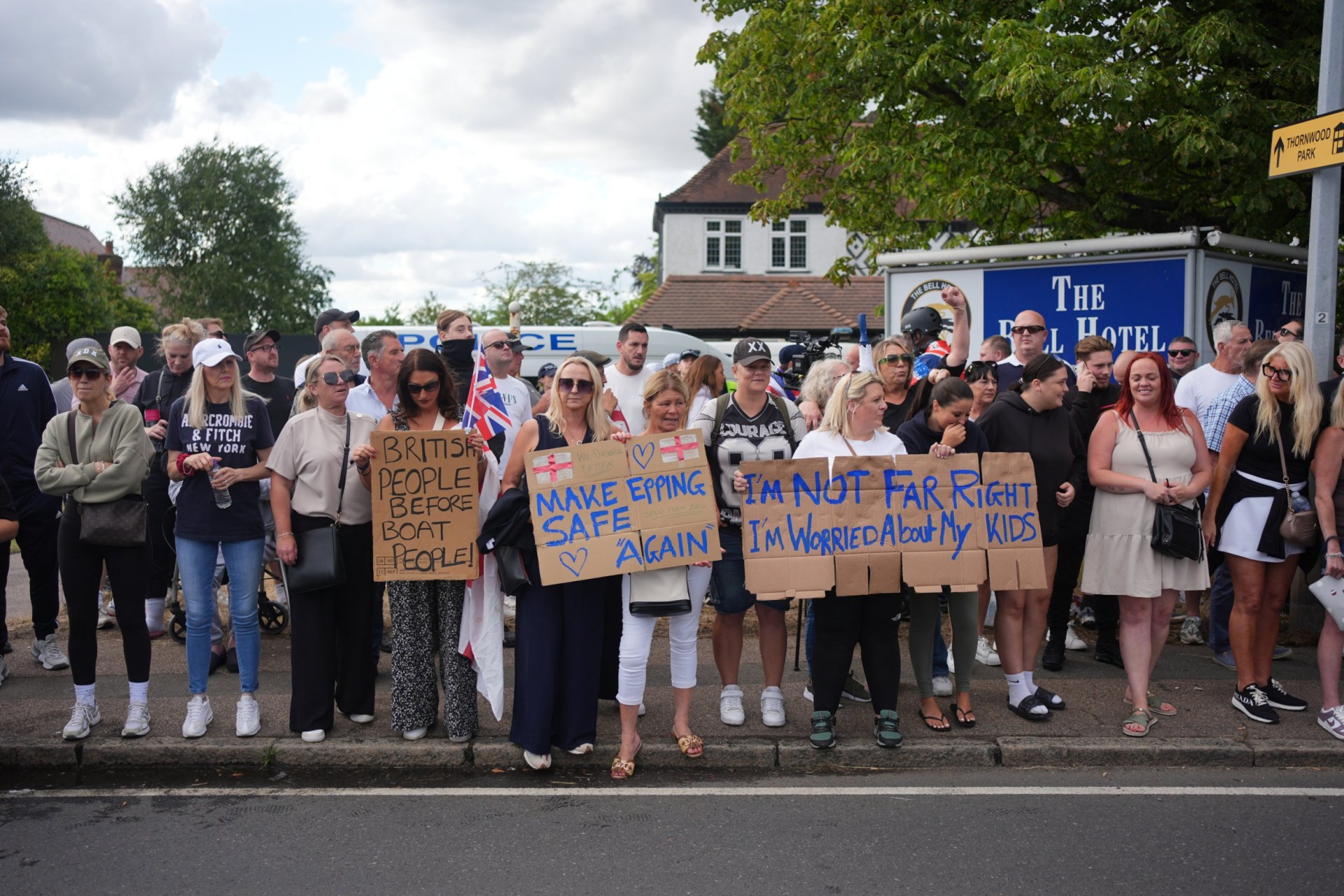 Protesters clash with police at Epping migrant hotel