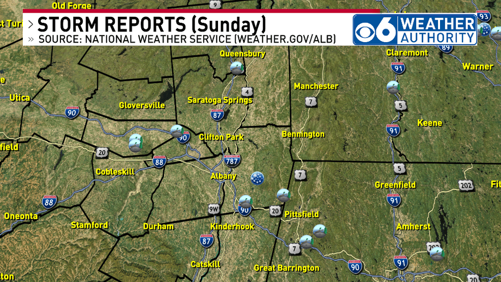 Storm damage caused by a severe thunderstorm Sunday
