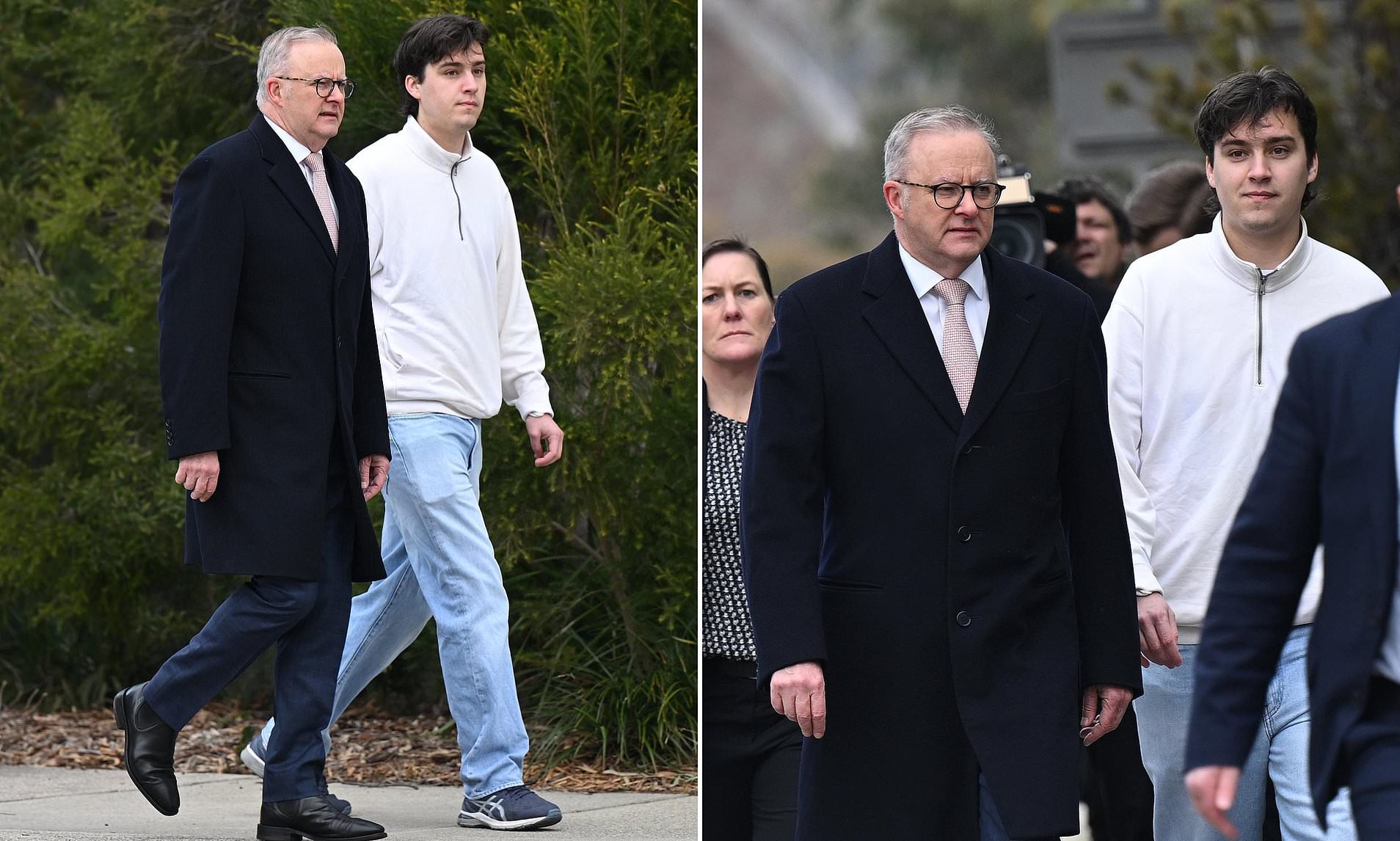 Anthony Albanese brings his son Nathan to work as Parliament returns