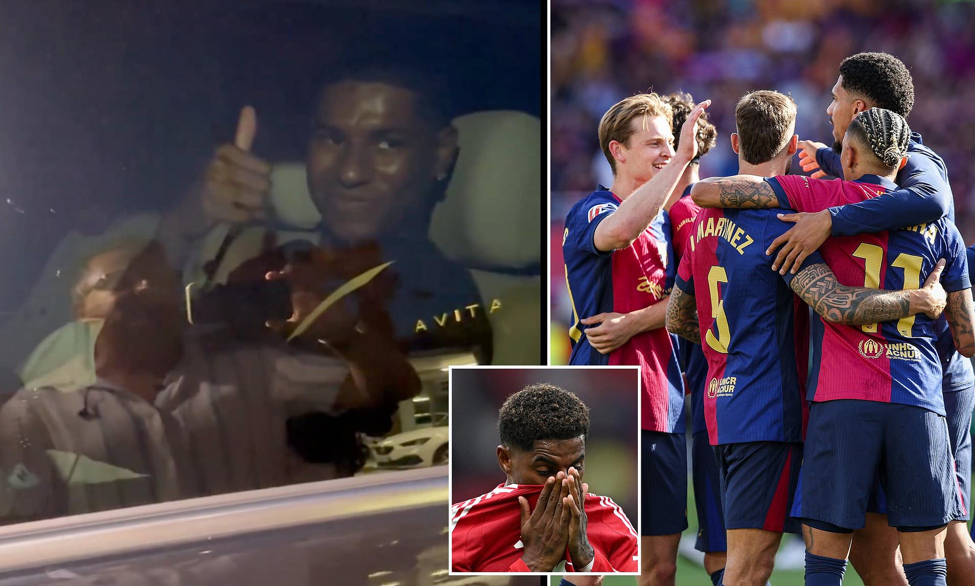 Marcus Rashford pictured arriving in Barcelona as it emerges Man United ...
