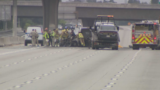 4 confirmed dead after fiery crash on 605 Freeway in Norwalk; 1 ...