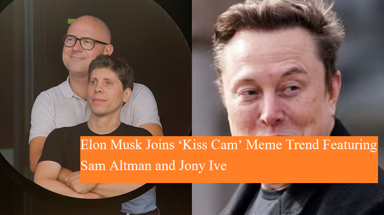 Elon Musk Joins ‘Kiss Cam’ Meme Trend Featuring Sam Altman and Jony Ive