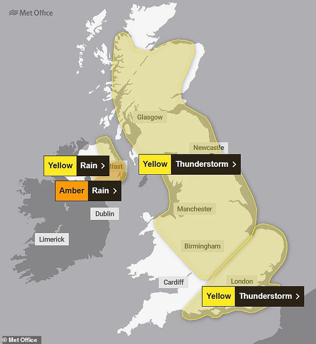 Thunderstorms to batter the UK with flash flooding, hail, lightning and ...