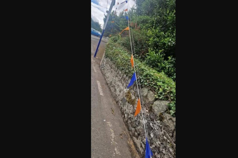 Damage to Orange arch support wire and bunting in Cairncastle being ...