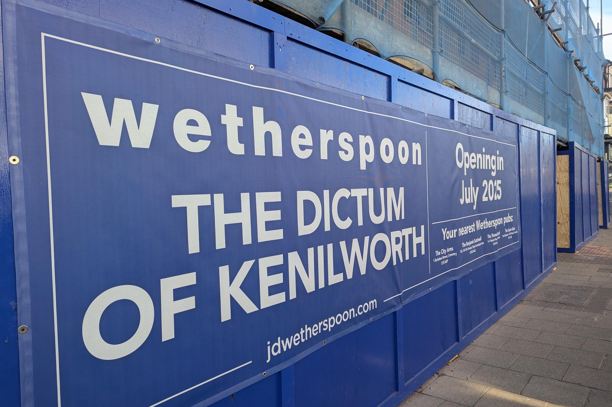 Kenilworth's new Wetherspoon pub is set to open next week