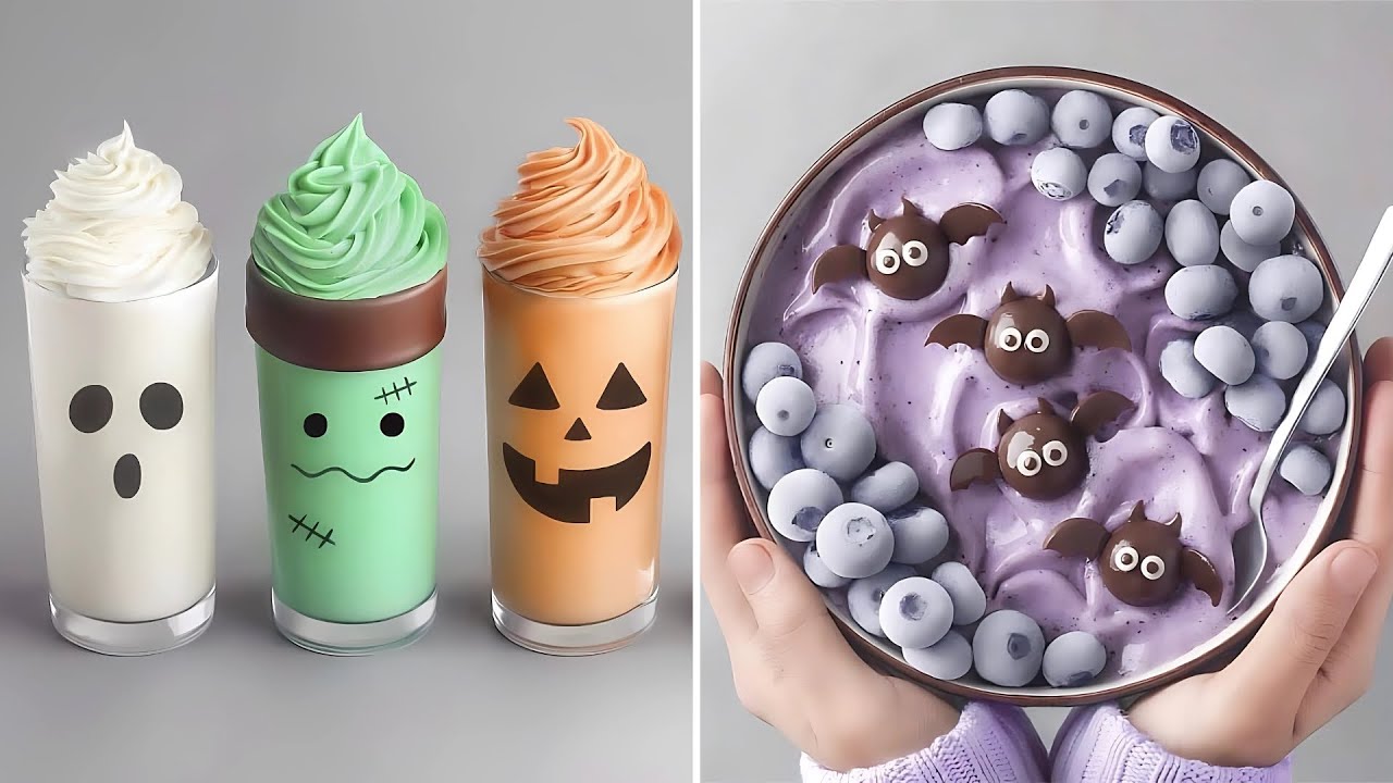 How to Make Halloween Dessert Decorating Ideas | Ghost Milkshake & Bat ...