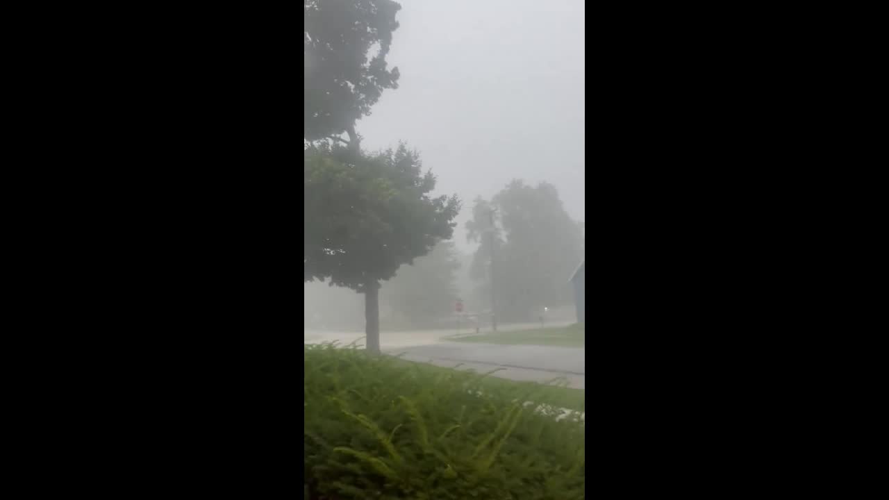 Heavy morning rain in North Liberty, Iowa, USA