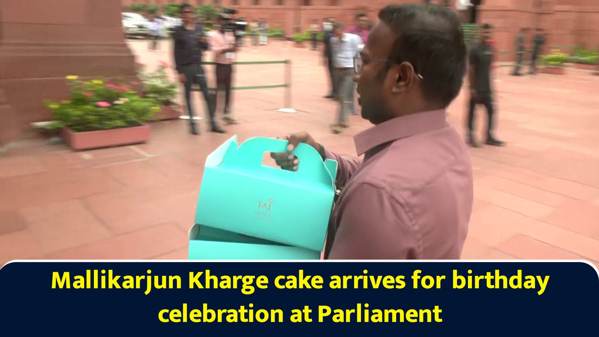 Mallikarjun Kharge cake arrives for birthday celebration at Parliament