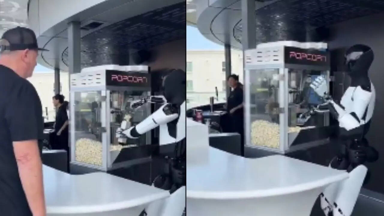 Elon Musk’s Tesla Optimus humanoid robot serving popcorn goes viral ...