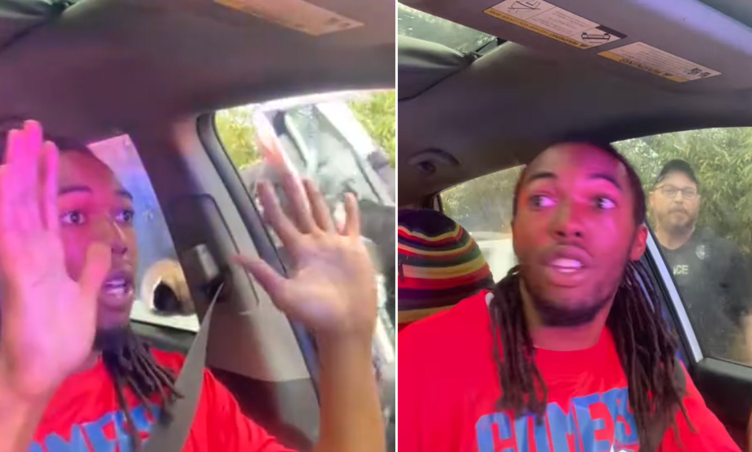 Police officer smashes window and punches driver