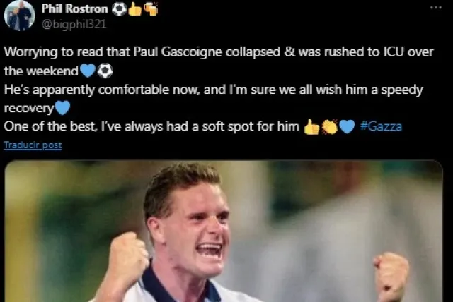 Paul Gascoine, leyenda del fútbol de Inglaterra, está en una unidad ...