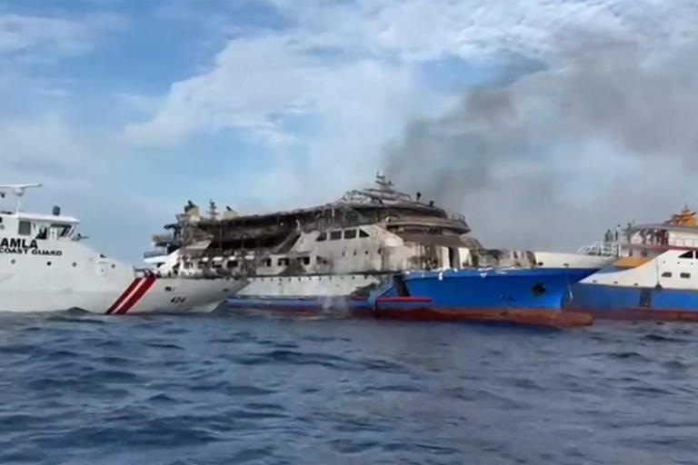 Ship carrying hundreds catches fire in Indonesia as frightened ...