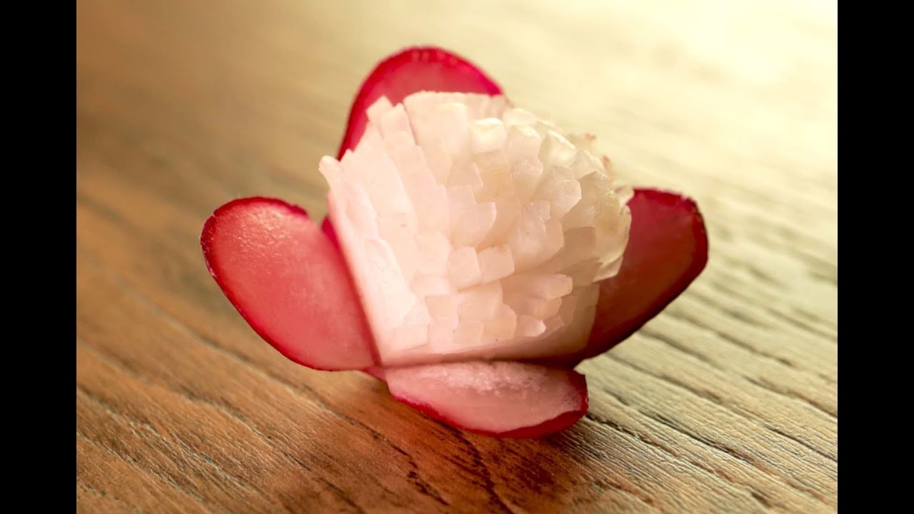 Turn Radish into a Beautiful Garnish Flower