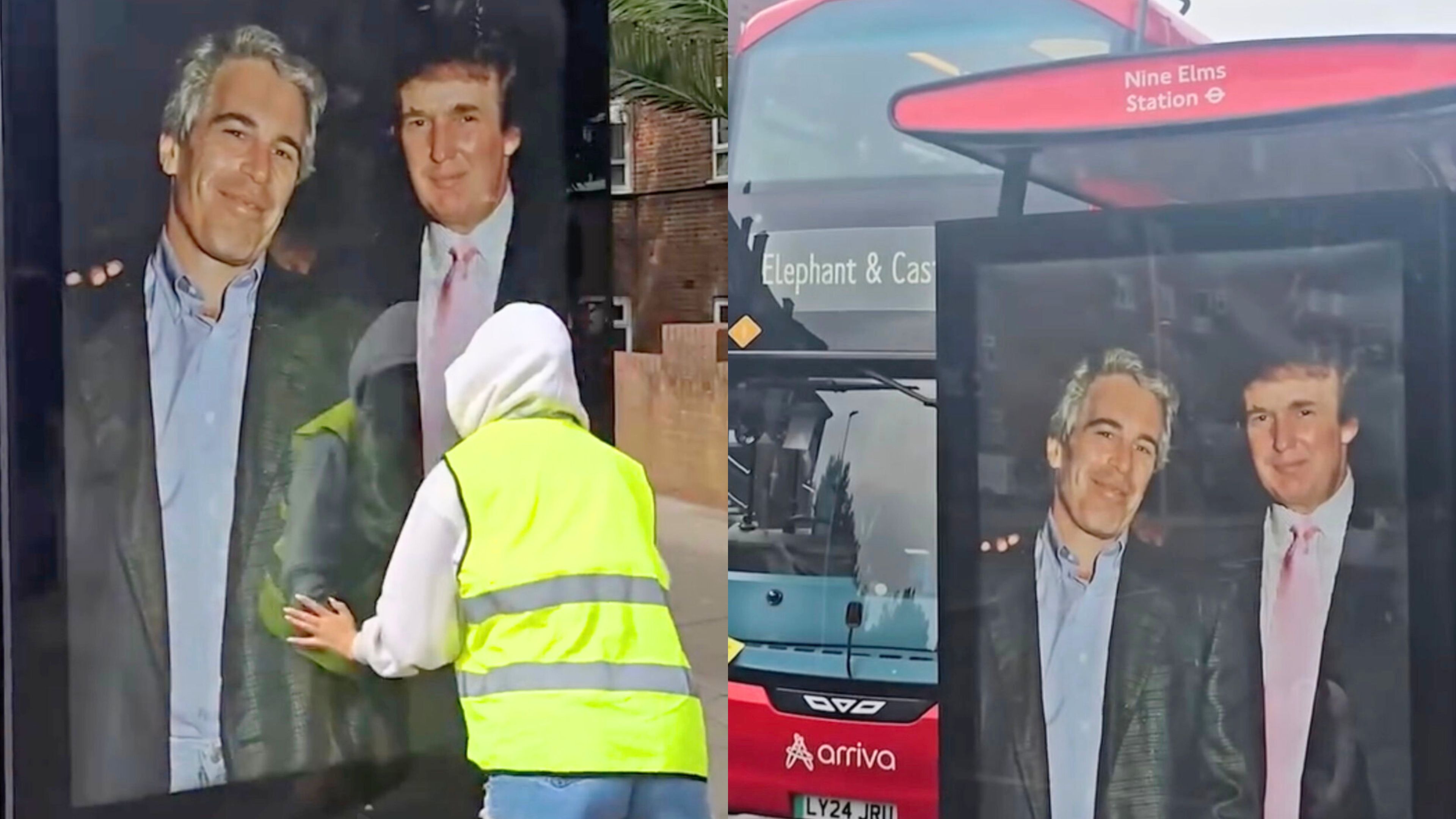 Trump and Epstein poster appears near US embassy ahead of state visit