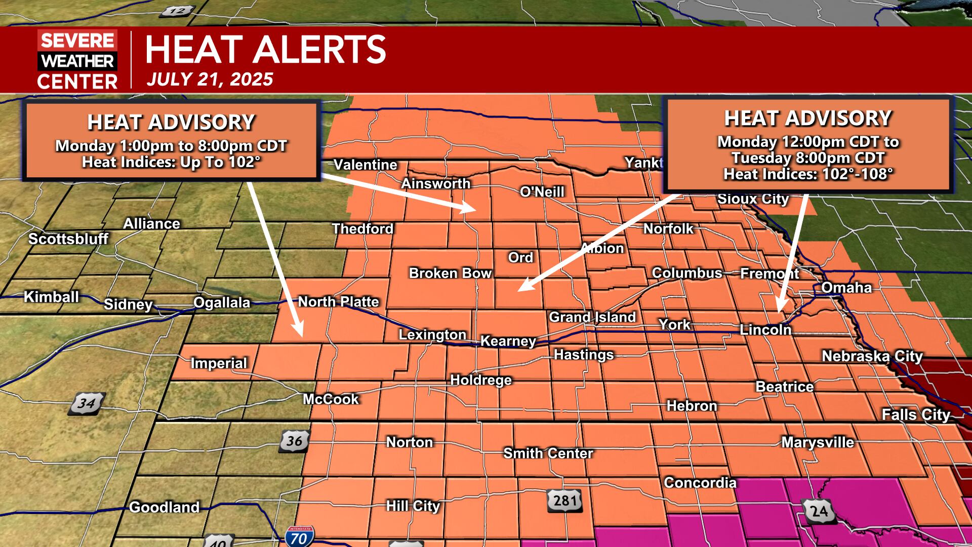 Heat Advisories in effect as hot and humid air settles in; Isolated ...