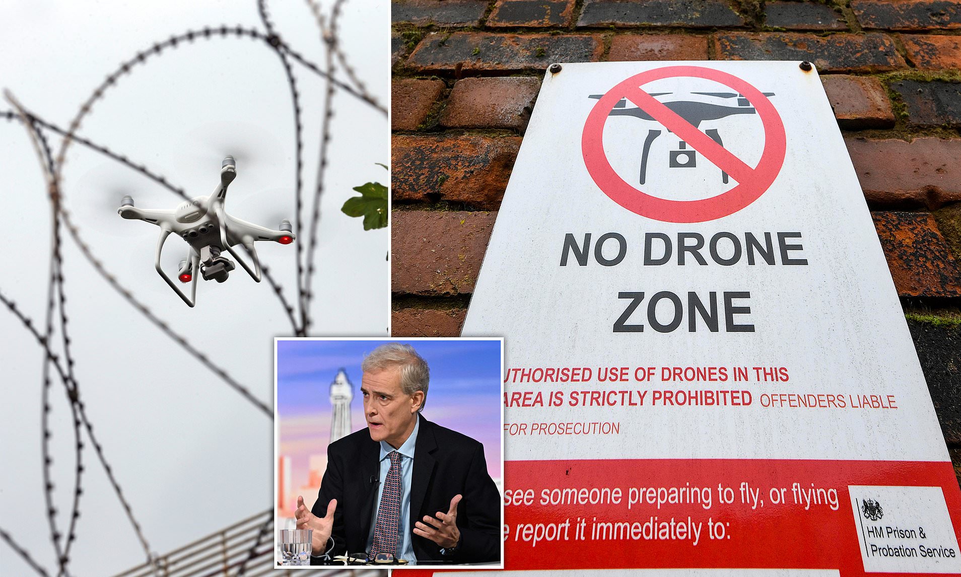 Drones could carry escaping prisoners over jail walls, watchdog chief ...