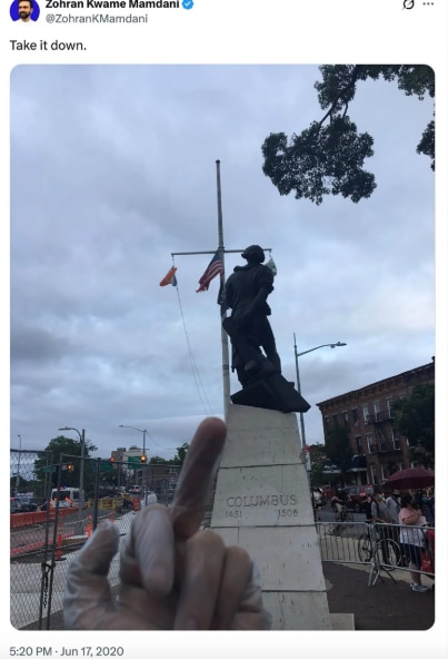 Zohran Mamdani's old tweet showing middle finger to Columbus statue ...