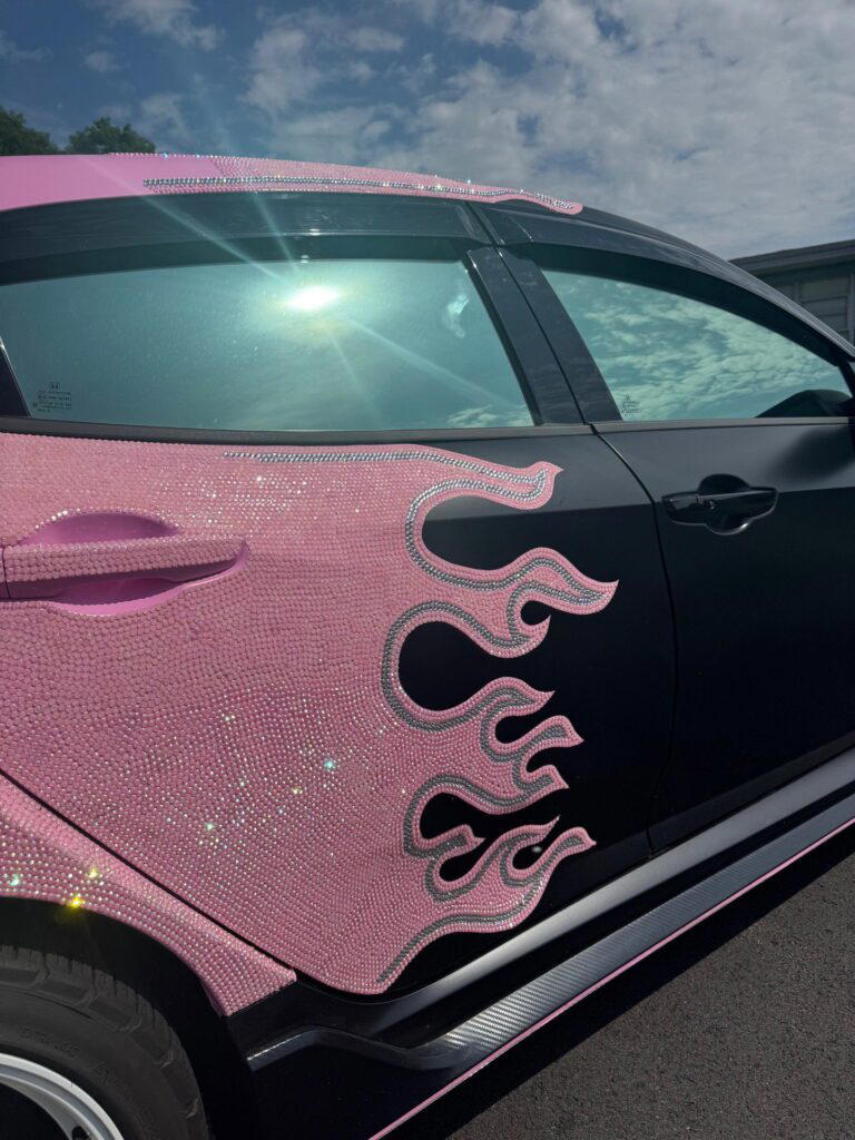 Woman spends 126 hours covering Honda Civic in 32,000 rhinestones