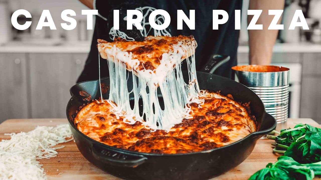 Cheesy Cast Iron Pan Pizza with Crispy Crust