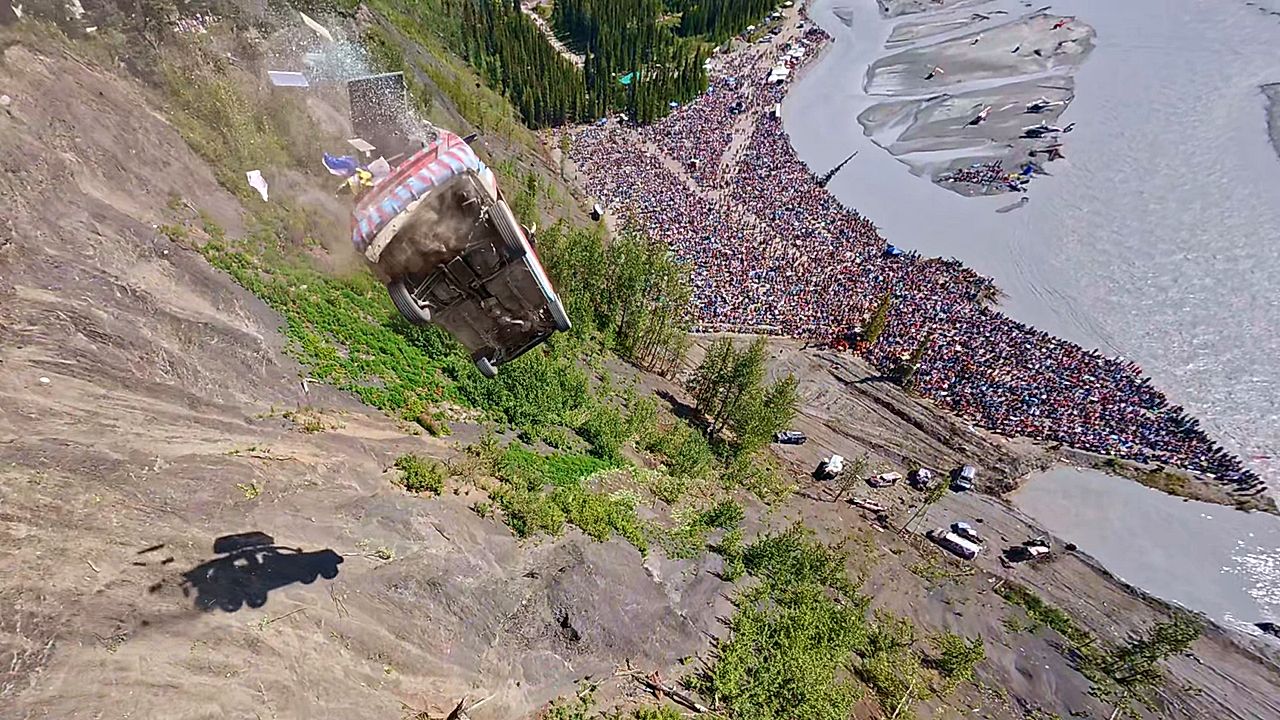 Alaska locals launch cars off cliff for 4th of July celebrations