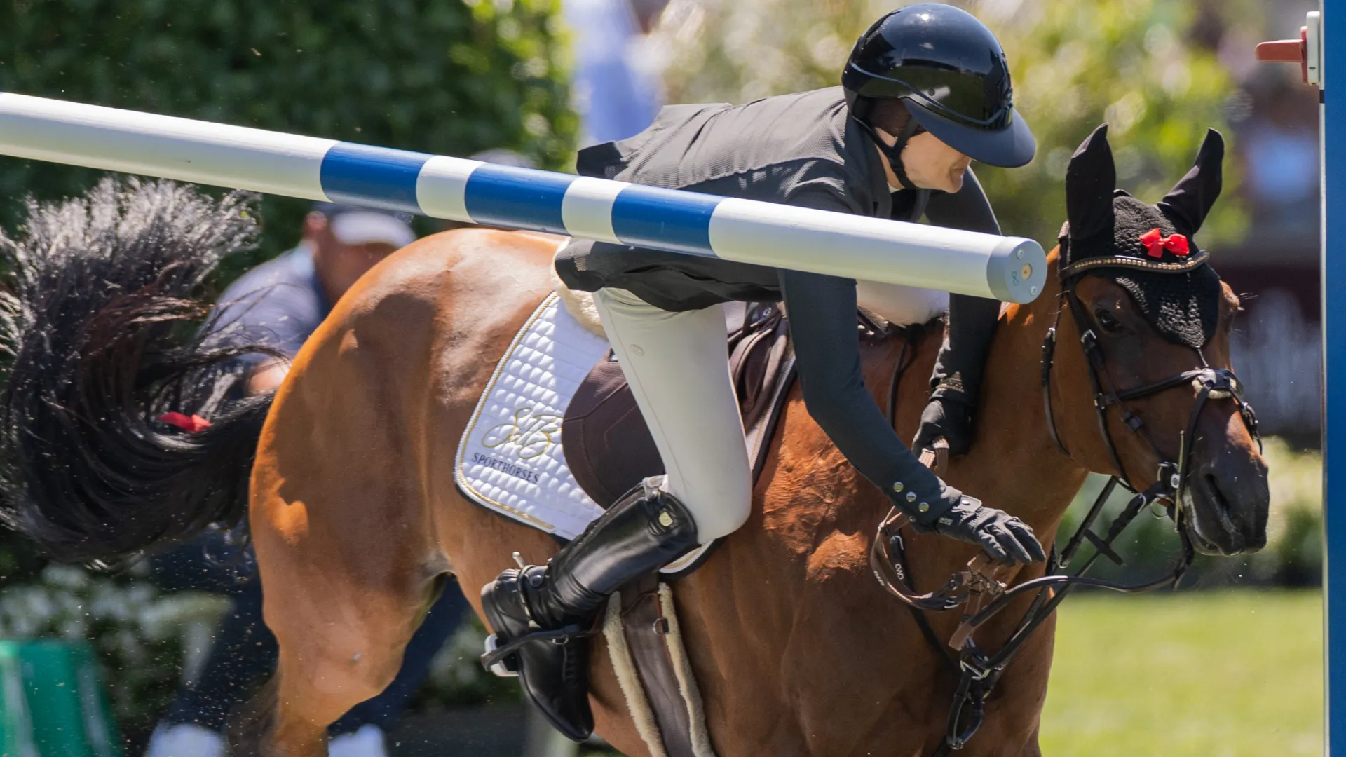 Gewelddadige val van paard, foto's van de grote schrik