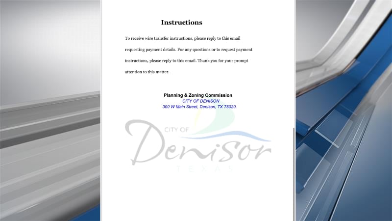 Denison warns public about fake invoice scam
